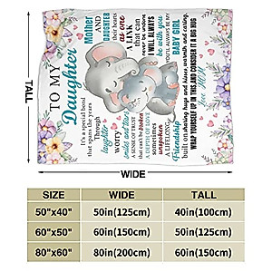 BUUGVIIL Daughter Gift from Mom to My Daughter Blanket Elephant Throw for Thanksgiving Christmas Birthday Gifts 50X60 in