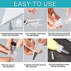 Disposable Piping Bags and Tips Set -100 Pieces 12 Inch Thickened Icing Bags and Tips Set for Pastry, Icing, and Chocolate Covered Strawberries Supplies - Includes Piping Tips Set