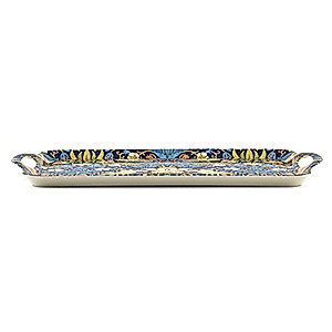 Pimpernel Morris & Co Strawberry Thief Blue Large Handled Tray | Serving Tray for Lunch, Coffee, or Breakfast | Made of Melamine for Indoor and Outdoor use | Measures 18.9" x 11.6" | Dishwasher Safe