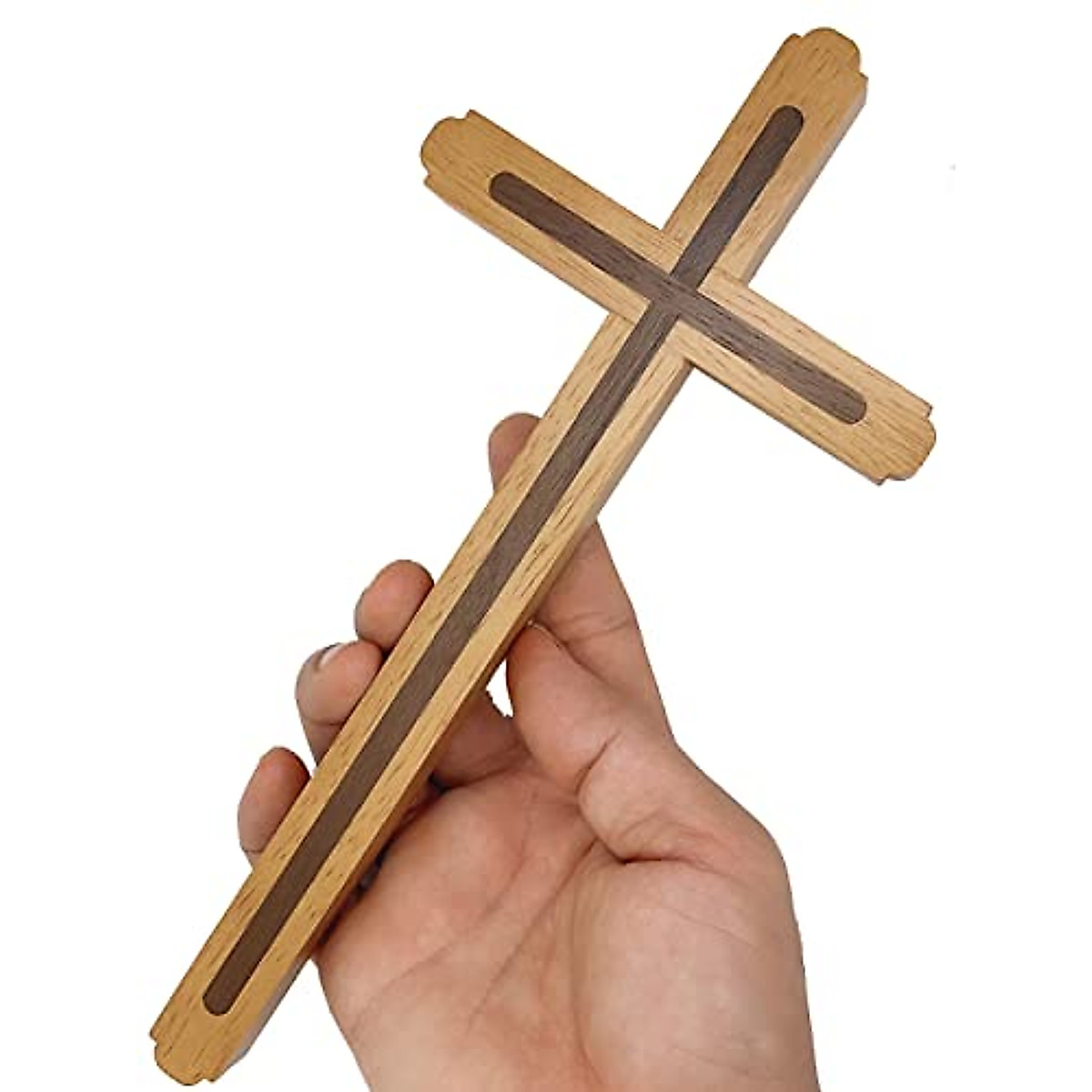 JCNART Handicrafts Wooden Wall Cross Christians Cross Catholic Cross Religious Cross Christmas Easter Cross for Church Home Room Farmhouse Wall Art Decor (Brown)