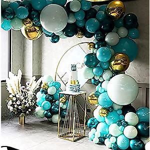 Beaumode DIY Dark Teal and Tiffany Balloon Garland for Birthday Communion Baby Shower Bridal Shower Balloon Arch Graduation Party Backdrop Decoration (Tiffany and Teal)