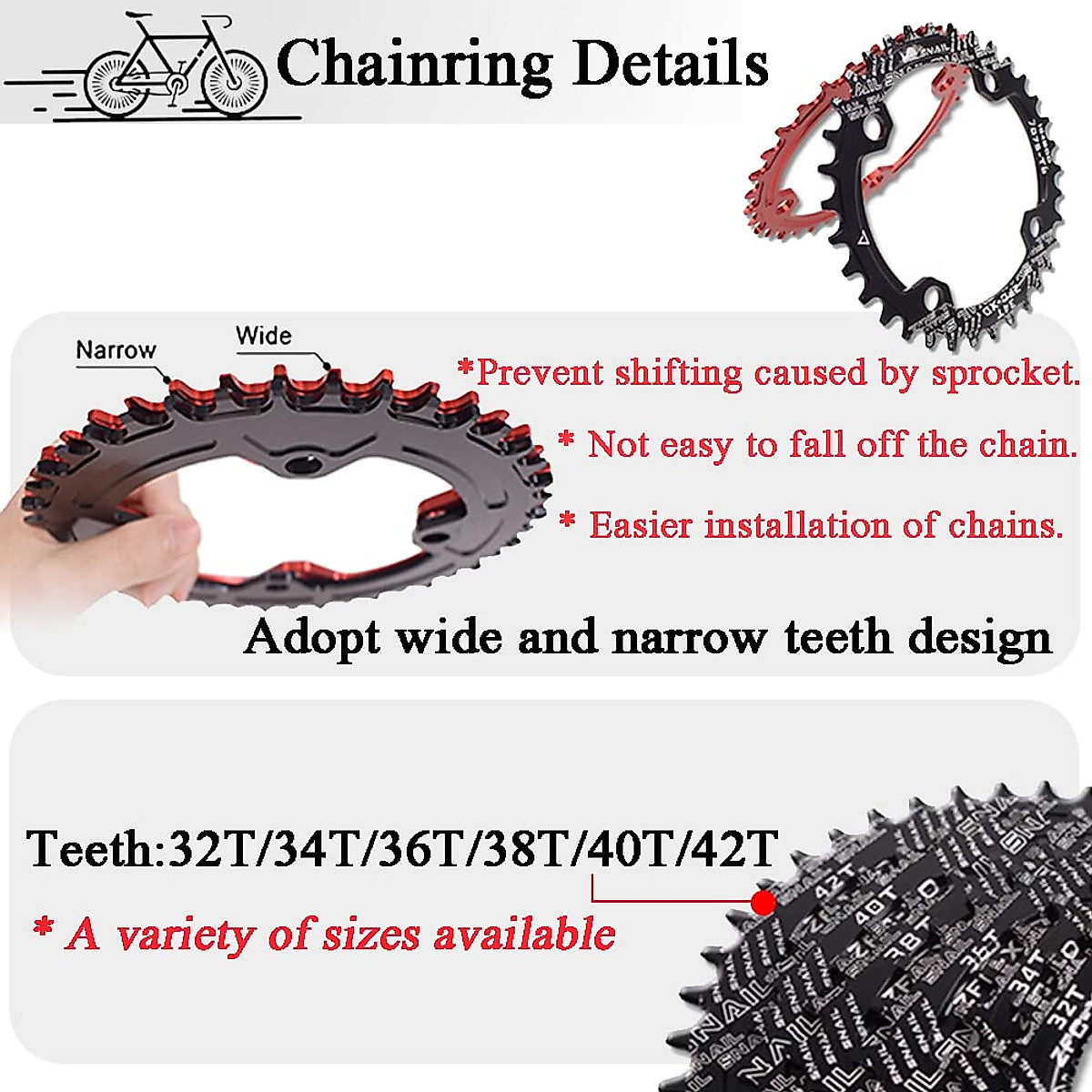 BUCKLOS MTB 170mm Square Taper Crankset, 104 BCD Mountain Bike Narrow Wide Tooth Chainring 32T, Single Speed Round Black Chainring and Crank，MTB Road Bike Black Lightweight Pedals