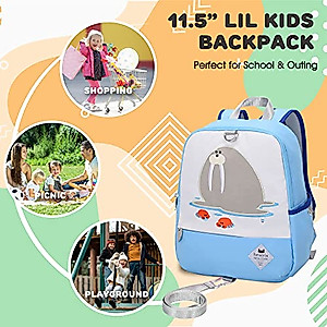 Beatrix New York - Toddler & Kids 11.5" Backpack Bag with Removable Leash for Girls & Boys (WALRUS), Ideal for Preschool & Kindergarten Back to School
