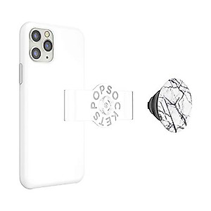 PopSockets Phone Grip Slide for Phones and Cases, Sliding Phone Grip with Expanding Kickstand, PopSlide for Apple Silicone Case, iPhone 11 Pro - Clear Day