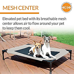 K&H PET PRODUCTS Elevated Cooling Outdoor Dog Bed Portable Raised Dog Cot Taupe/Black Medium 25 X 32 X 7 Inches