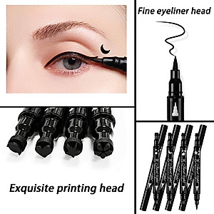 ALINICE Double-sided Liquid Stamp Eyeliner Pen, Two colors Pencil with Eye Makeup Stamp Waterproof Double Sided Long Lasting Seal Eyeliner, Heart,Star,Moon,Flower (4PCS)