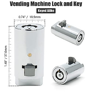 Qjaiune Universal Vending Machine Lock and Key, Soda Machine Lock with Tubular Keyway, Snack Machine Lock Candy Machine Lock Replacement for Coke Machine, Gumball Machine (Keyed Alike)