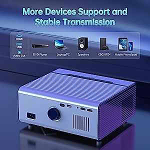 Vamvo Portable Projector, 2022 Upgraded WiFi Projector Native 1080P Full HD Outdoor Movie Projector, Home Theater Video Projector Compatible with iOS/Android/XBox/PS4/PS5/TV Stick/HDMI/USB