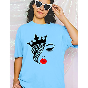 Birthday Shirts for Women Its My Birthday T Shirt Birthday Graphic Shirt Happy Birthday Shirt Short Sleeve Tee Tops（P5, S）