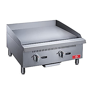 Commercial Griddle, Elite Kitchen Supply Countertop 24" Flat Top Grill Natural Gas (NG) / Propane Countertop Griddle with 2 Burners - 60000 BTU