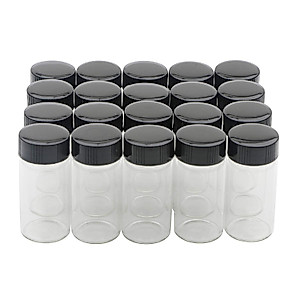 Kesell 20-Pack 20ml Glass Vials with Screw Caps - Small Vials for Essential Oil, and Specimen Samples - Clear Bottles with Lids