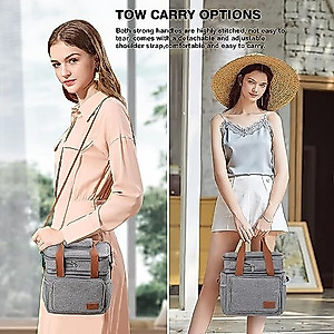 Xexxvre Lunch Box For Men Women,17L Insulated Lunch Bag Women, Expandable Double Deck Lunch Cooler Bag,Lightweight Leakproof Lunch Tote Bag, Suit For Work Travel Grey Light gray