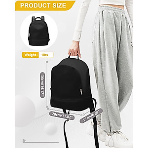 coofay Mini Black Backpack Purse For Women Anti Theft Backpack Small Gym backpack With Shoe Compartment Waterproof Backpack For College Aesthetic Backpack Simple Cute Backpack