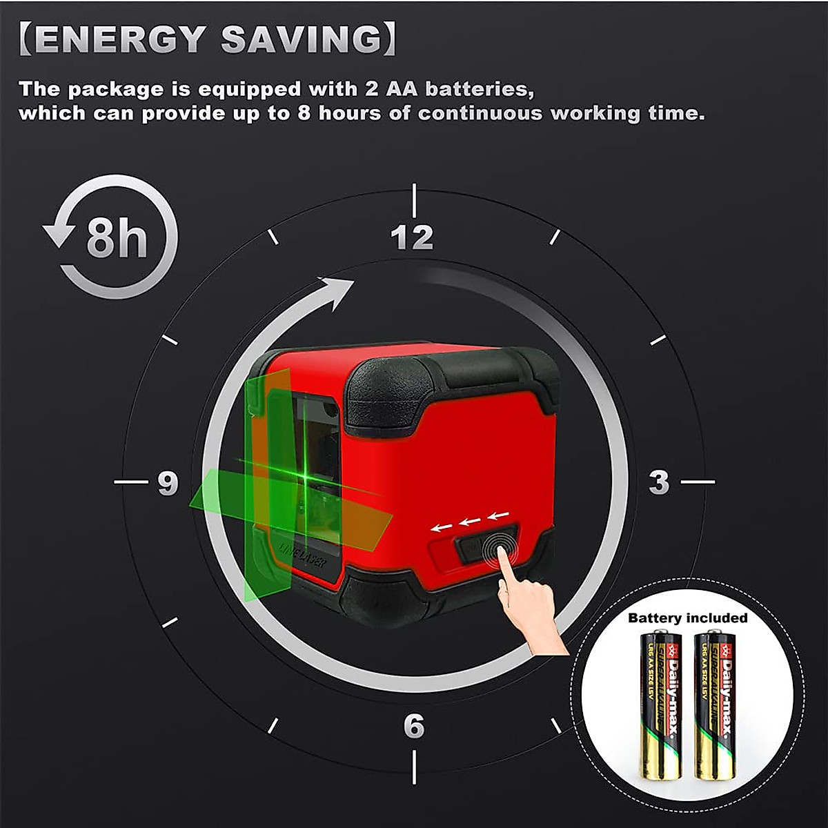 YIYITOOLS Line Laser Level Tools 100ft Green Self Fit for Indoor Outdoor Picture Hanging Construction Wall Writing Tile Installation, SN011G