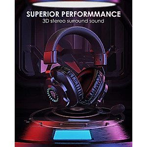 EasySMX Wireless Gaming Headset with Detachable Noise Cancelling Microphone, 2.4G Bluetooth & 3.5mm Wired Jack 3 Modes RGB Wireless Gaming Headphones for PS5/PS4/PC, Mac, Switch, Phone