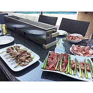 The Bincho Grill GR915L Yakitori Tabletop Charcoal Griller Japanese Style Robata, 36" Made in USA