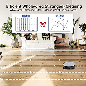 OKP K4 Robot Vacuum Cleaner, Super-Thin, 3600Pa Suction, 150Mins Runtime, Self-Charging Robotic Vacuum Cleaner, Work with Voice Controlled for Pet Hair, Carpets
