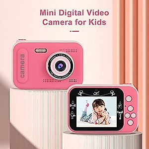 Namolit 1080P Mini Kids Digital Camera Digital Video Camera for Kids Dual Lens 2.4 Inch IPS Screen Built-in Battery Cute Photo Frames Interesting Games with Neck Strap Birthday