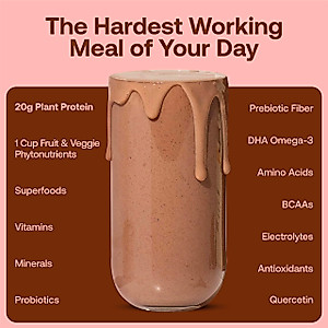 Happy Viking Triple Chocolate Protein + Superfoods Powder, Created by Venus Williams, 20G Protein, Low Carb, Keto, Vegan, Gluten-Free, Non-GMO, Complete Meal Replacement, 1 Canister (24 oz.)