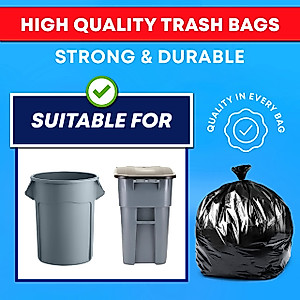 Tasker 64-65 Gallon Trash Bags for Toter, (Huge 50/Bags w/Ties) 60 Gallon Trash Bags, xl Large Garbage Bags 64-65 Gallon Extra Large Leaf Bags, Commercial Trash Bags