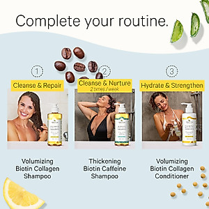 Tree to Tub Vegan Biotin and Collagen Conditioner for Dry, Damaged Hair - Volumizing Sulfate Free Fine Hair Thickening Conditioner for Women & Men w/Organic Argan Oil, All Natural Lemon, Tea Tree Oil