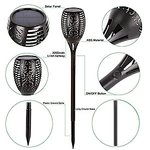 Walensee Super Large Size Solar Lights Outdoor Upgraded 43"(6 Pack) 96 LED Waterproof Flickering Flames Torch Lights Solar Spotlights Landscape Decoration Lighting Dusk to Dawn Auto On/Off Security