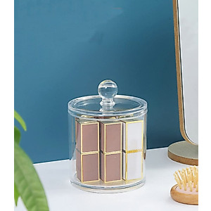 2Pcs Transparent Acrylic Qtip Holder Cotton Swab Organizer Bathroom Canister Storage Organization Makeup Organizer with Lid for Cotton Ball Cotton Swab Cotton Round Pads