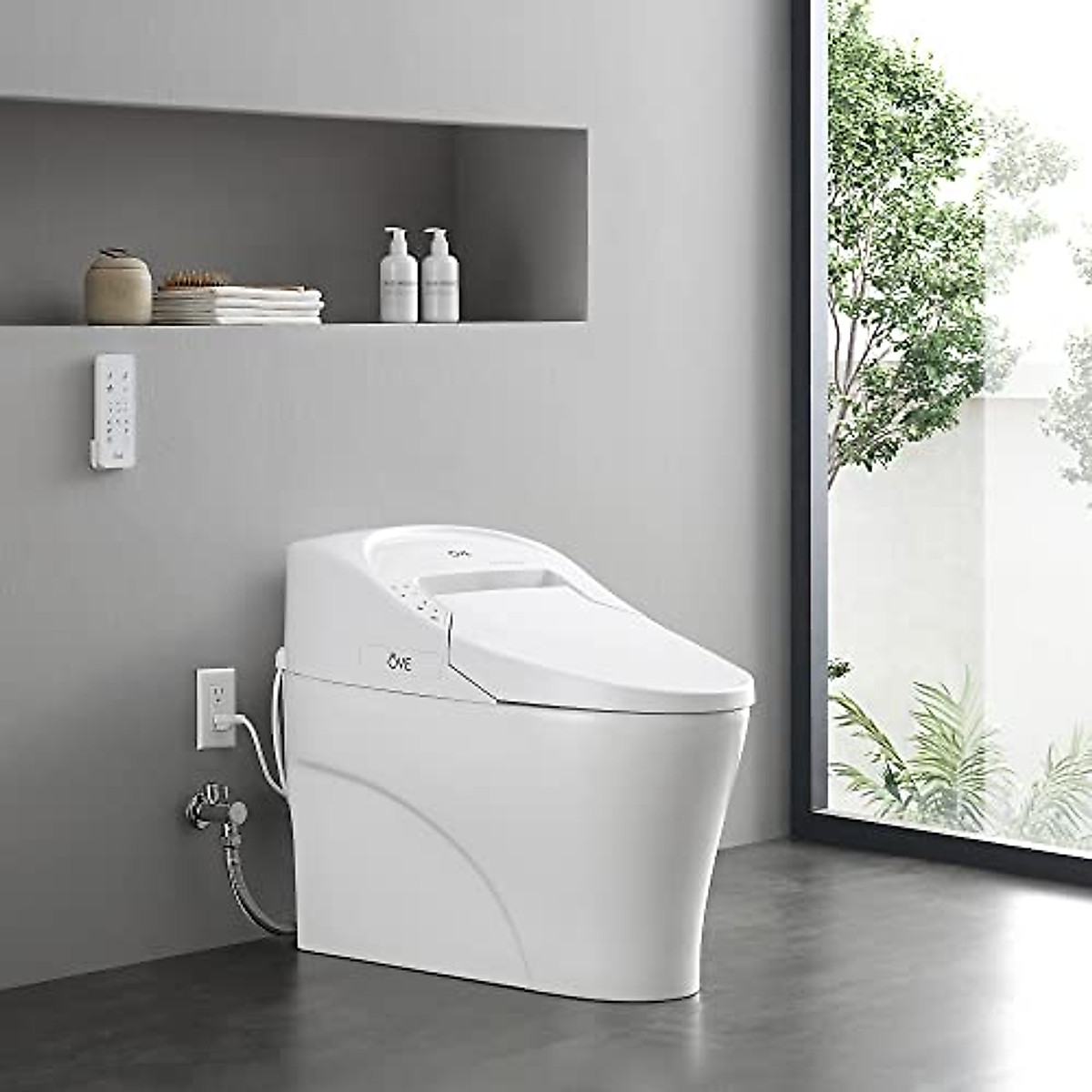 Ove Decors Virtuoso Bidet Toilet Built-in with Tank Elongated, Automatic Flushing, Heated Seat, Soft Close, ECO Mode with Remote Control