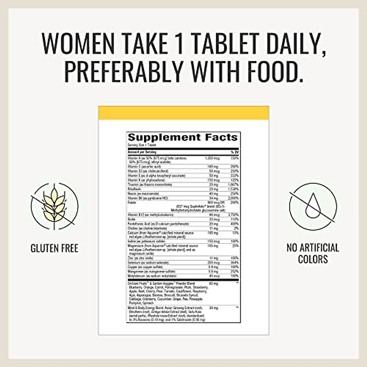 Nature's Way Alive!® Once Daily Women's 50+ Multivitamin, Ultra Potency, Food-Based Blends (60 mg per serving), 60 Tablets