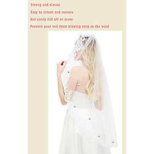 JEWSUN Bridal veil Wedding Veil Weights Magnetic Double Sided Artificial Pearls (White round pearl silver button, 12)