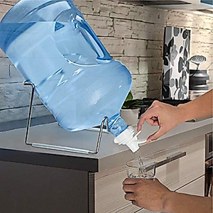 Brio Metal Plated 3-5 Gallon Water Jug Stand and 2 Dispenser Valves, Rust-Resistant Non Slip Water Stand with BPA Free Fast Flow Water Spout Fits Both 48mm and 55mm Bottles 2 CAPS Included (Chrome) - STM4855W