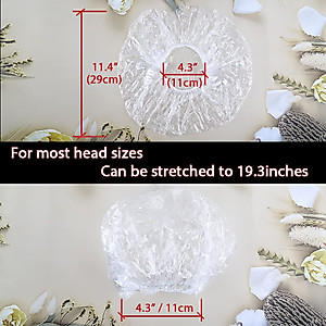 Greatremy 50PCS Thick Elastic Disposable Shower Cap, Large Plastic Waterproof Bath Caps, for Women, Kids men, Hair Cap for Hair Treatment Salon, Travel,Home Kitchen, Hospital, Hotel (Clear)