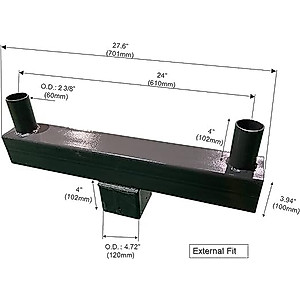 Low Profile Bullhorn with 2 Tenons, Square Base Bullhorn Tenon Adapter for 2 Lights, Top Mount Bracket for 2 3/8" Slip Fitter Mount Parking Lot Street Light