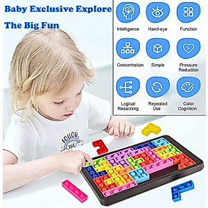 SHEGATO Push It Pop Fidget Toys, Bubble Sensory Toy, Poppits Jigsaw Fidget Toys, Popper Russian Block Game Boards, 26PCS Silicone Puzzle Games to Anxiety and Stress Relief for Girls Boys (Black)