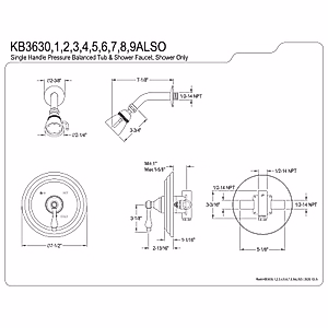 Kingston Brass KB3636ALSO Restoration Shower Faucet, Polished Nickel
