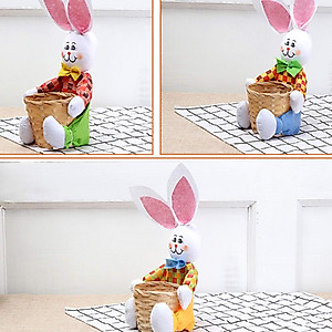 Easter Gift Baskets Empty Easter Basket for Children Easter Hamper Kids Easter Gifts Cute Bunny Easter Basket Eggs Candy Gifts Storage Rabbit Basket Easter Decoration Home Decor for Easter Day Yellow