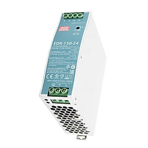 Mean Well EDR-150-24 24V 6.5A 156W/125W Industrial DIN Rail Power Supply - Rugged, Reliable Performance, Wide 90-264VAC Input, Extended -20°C~+60°C Operating Temperature Range