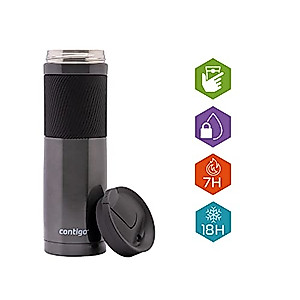 Contigo Byron Snapseal Travel Mug, Stainless Steel Thermal mug, vacuum flask, leakproof tumbler, coffee mug with BPA free Easy-Clean Lid, 590 ml, Black