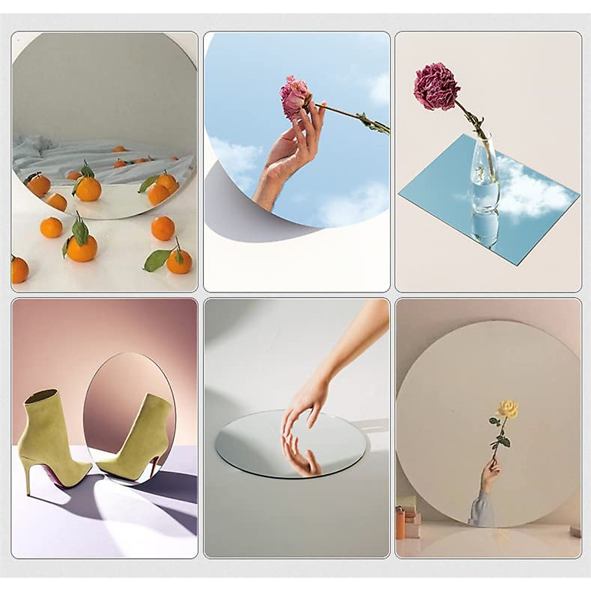 GISELA D Acrylic Mirror Reflection Board Geometric Shape Photo Background Props Set Photography Ornaments Reflective Display Sheet (7Pcs)