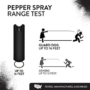 GUARD DOG SECURITY Quick Action Pepper Spray, Maximum Strength, 16-ft Range, Belt Clip For Easy Carry & Fast Access, keychain ready, Made in USA