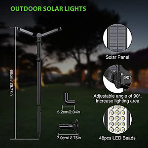 Lafhome Solar Lights Outdoor Garden, 1-Pack Upgraded 48 LED Solar Powered Lights Garden Lights Solar Wall Lantern Solar Pathway Lights, IP65 Waterproof Landscape Lighting for Garden Yard Warm White