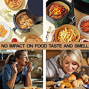 Raytrade 100 Pcs Air Fryer Liners with Wooden Tong, 7.9 Inch Disposable Air Fryer Paper Liners Silicon Coated Oil & Water-Proof Air Fryer Paper Liners, BPA Free Airfryer Liners for Safe & Healthy Food