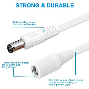 2-Pack DC Extension Cord 5.5mm x 2.1mm 10ft,12v DC Power Extension Cable for Security Camera,Dvr Standalone LED Strip,Car,CCTV IP Surveillance,5v 9v 24v 12 Volt Male to Female Plug Supply Adapter