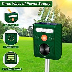 Upgraded Deer Repellent Devices Animal Repellent Outdoor Solar Ultrasonic Animal Repeller with Motion Sensor Animal Deterrent to Keep Dog Raccoon Cat Coyote Skunk Squirrel Rabbit Out of Yard Farm
