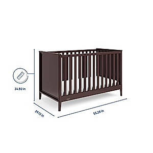 Graco Melbourne 3-in-1 Convertible Crib (Espresso) – Converts from Baby Crib to Toddler Bed and Daybed, Fits Standard Full-Size Crib Mattress, Adjustable Mattress Support Base