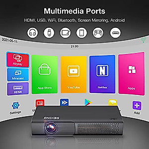 REXING PRD615 Smart Home Projector 750 ANSI Lumens HD, Autofocus,3D Video,HDMI,Duo USB 2.0,WiFi, 40-150 inch” DLP Projector, Miracast,App Store,Google Play,Chrome,YouTube, Netflix, Home Entertainment