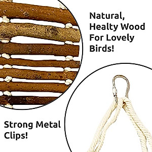 SIMENA Bird Cage Ladder, Parrot Bridge Made of Natural Wood and Rope, Interactive Bird Toy for Small and Medium Sized Birds and Parrots Like Parakeets, Cockatiels, Amazon Parrots, Conures and etc.
