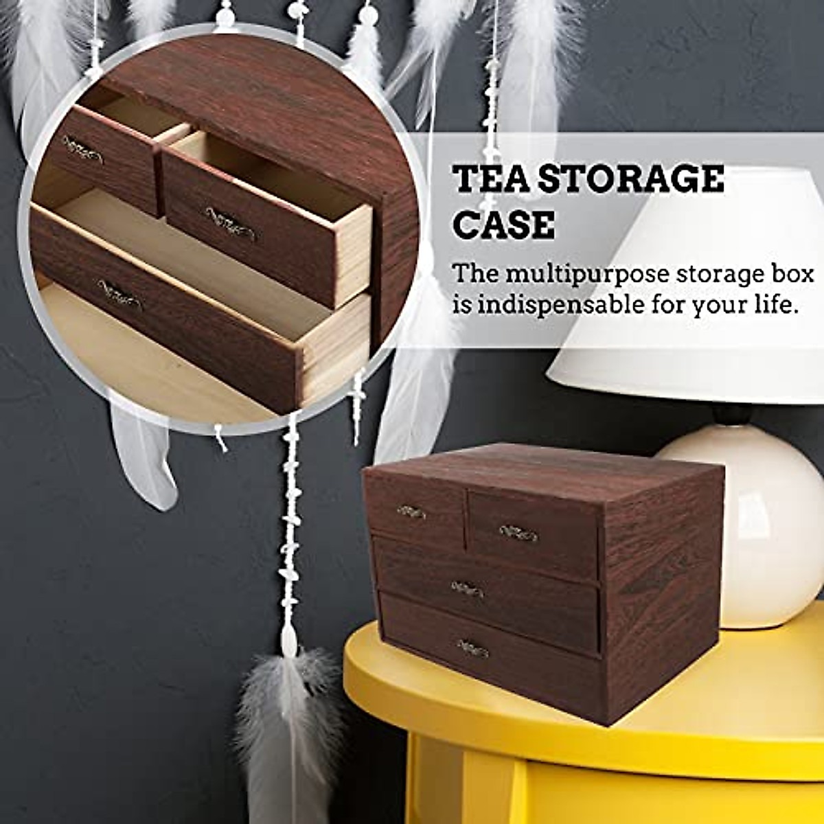 Veemoon Desk Organizer Wooden Storage Box Drawer Storage Organizer for Home Office