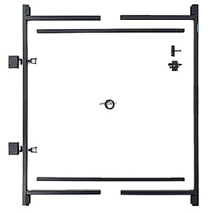 Adjust-A-Gate 2 Way Lockable Easy to Install Steel Frame Gate Latch with Installation Building Kit and Telescoping Bars (2 Pack)