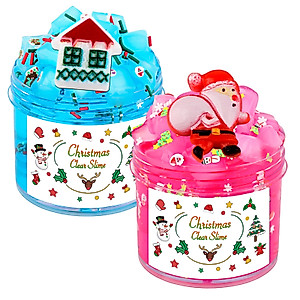 2 Pack Jelly Cube Glimmer Crunchy Slime Kit,Cute Toys and Stickers,Super Soft, Non-Sticky, Party Favors and Stress Relief Toy for Kids Education, Party Favor, Gift and Birthday